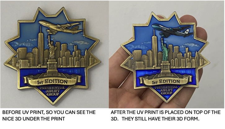 MILITARY CHALLENGE COINS UV PRINTING